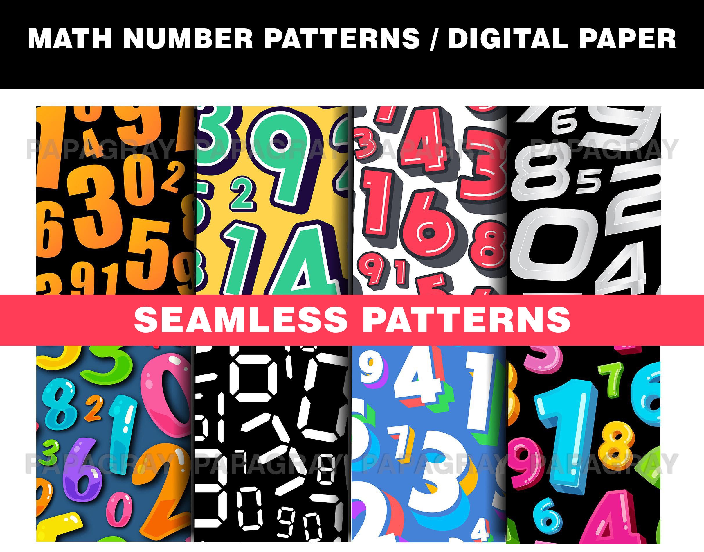 Math Number Patterns 8 Designs Digital Download 300 DPI | Etsy