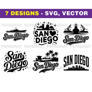 San Diego Skyline SVG Vector Bundle: City Silhouette Designs (digital ...