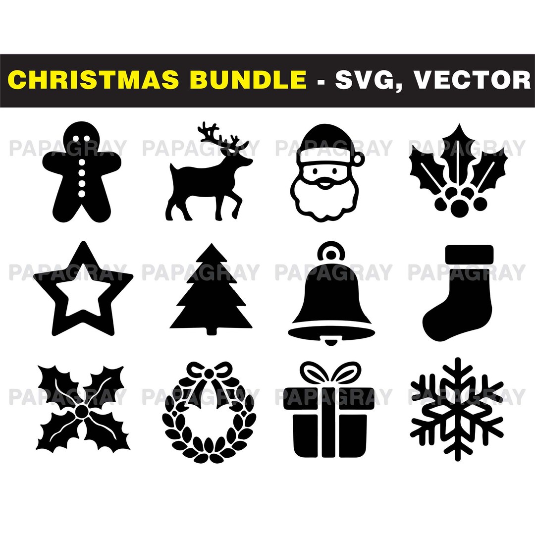 20 Christmas Icons Shapes SVG Bundle | Digital Download | Xmas Designs ...