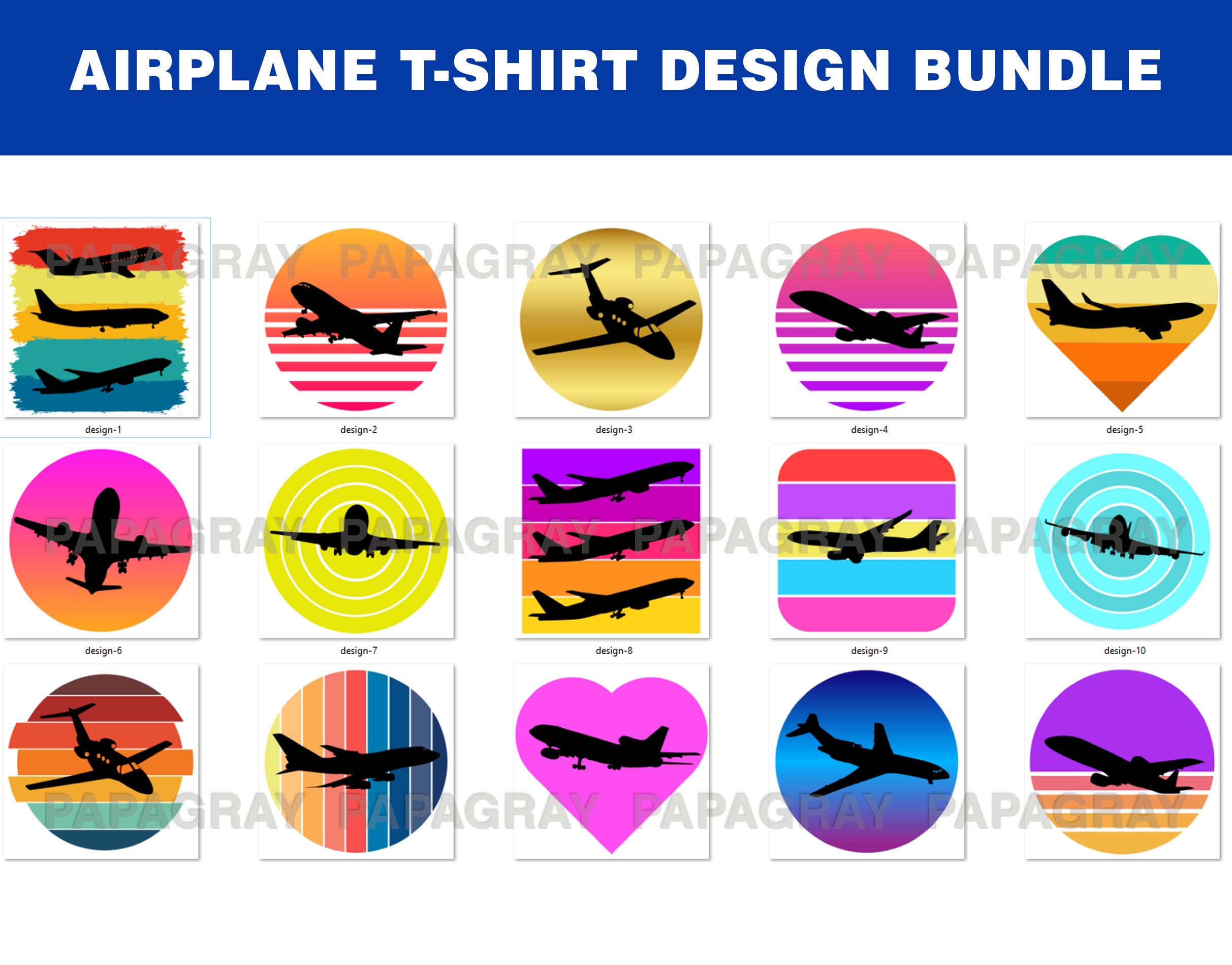 Airplane T-shirt Design Pack 40 Designs Digital Download - Etsy