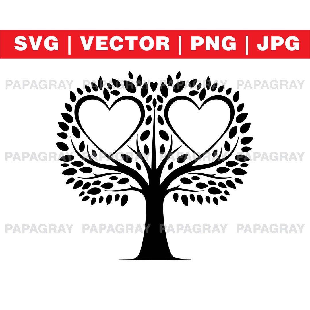 Tree With Heart Shape Frames SVG Vector Digital Download Romance PNG ...