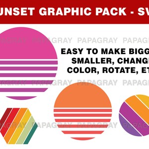 Sunset SVG Graphic Pack - 20 Designs | Digital Download | Sunset ...