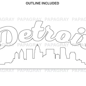 Detroit Skyline SVG Vector Graphic Bundle - 9 Designs | Digital ...