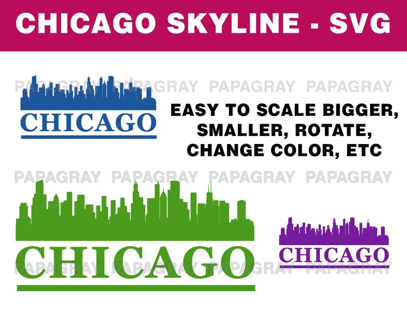 Chicago Skyline SVG Digital Download Chicago SVG Chicago - Etsy