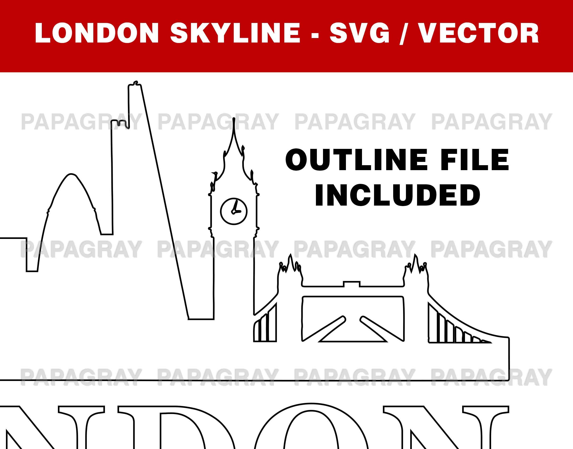 London Skyline SVG | Digital Download | London SVG, London England PNG ...