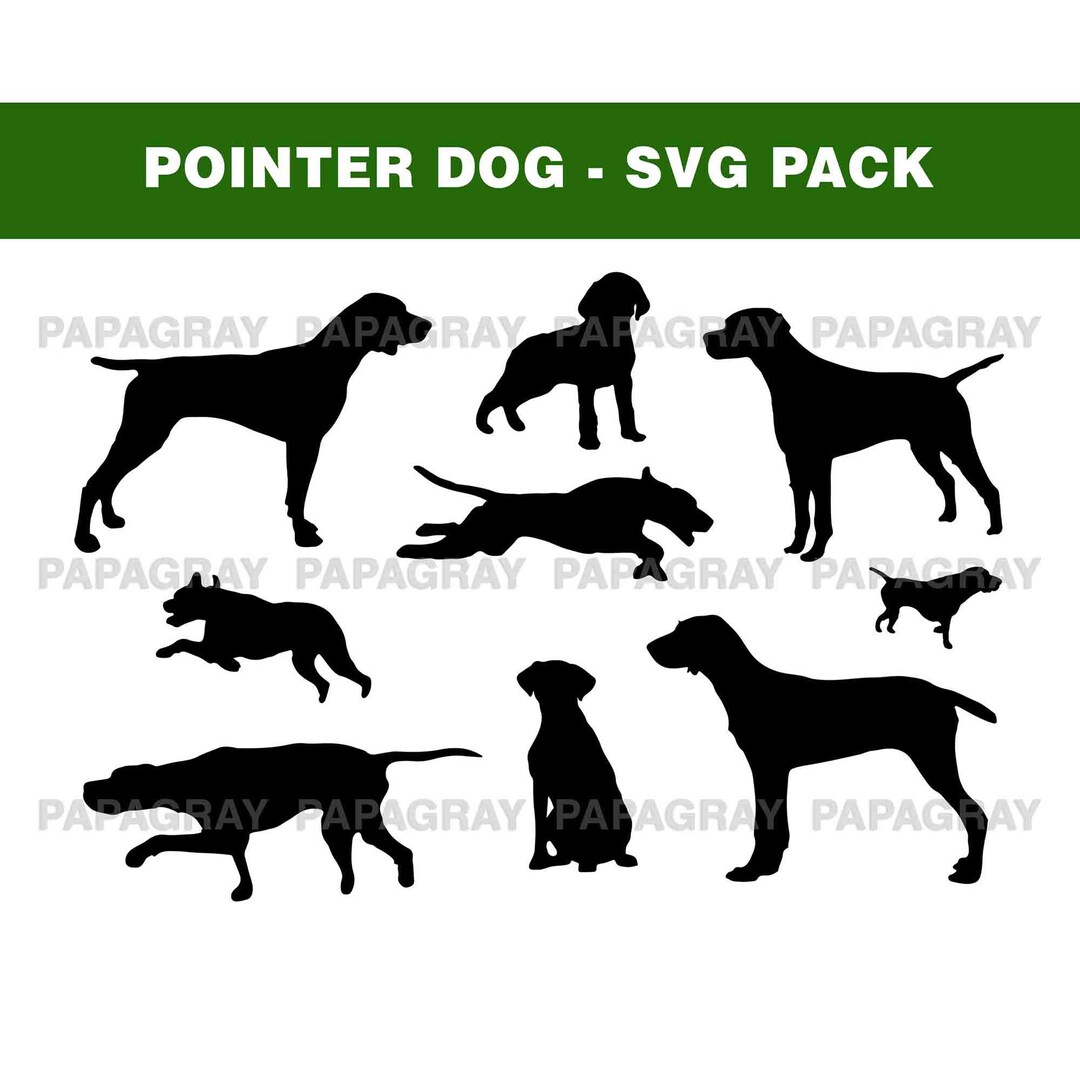 Pointer Dog Silhouette Pack - 9 Designs | Digital Download | Pointer ...