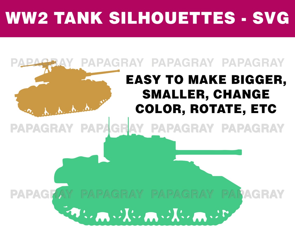 WW2 Tanks Silhouette SVG Pack 8 Designs Digital Download | Etsy Canada
