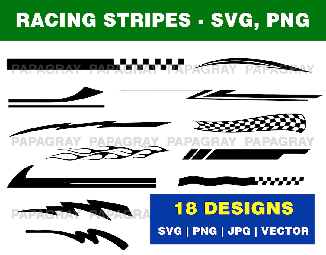 Car Racing Stripes Decal Pack 18 Designs Digital Download - Etsy