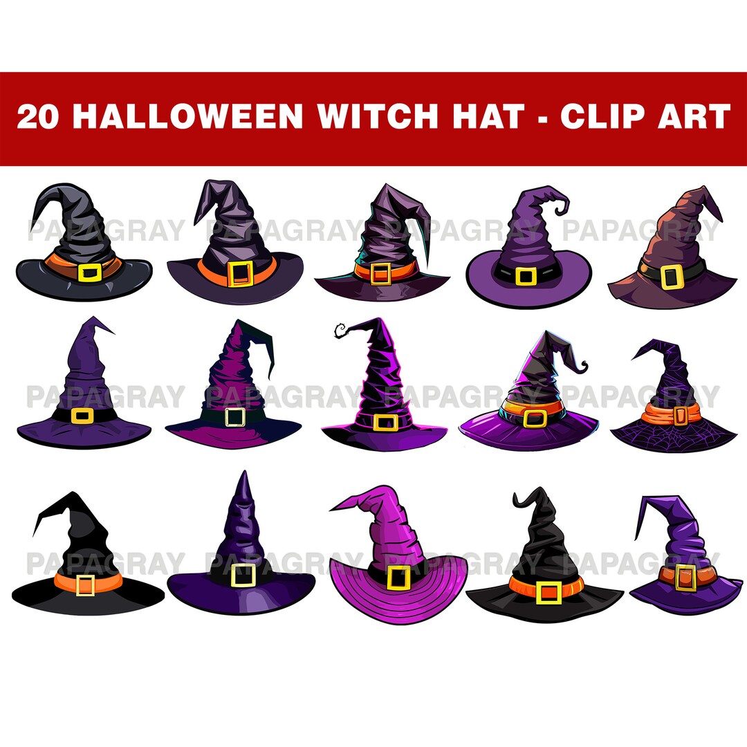 Halloween Witch Hat Clipart 20 Designs Digital Download Halloween ...