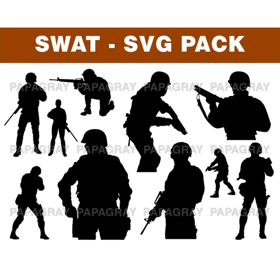 Police SWAT Silhouette Pack - 10 Designs | Digital Download | Swat Svg ...