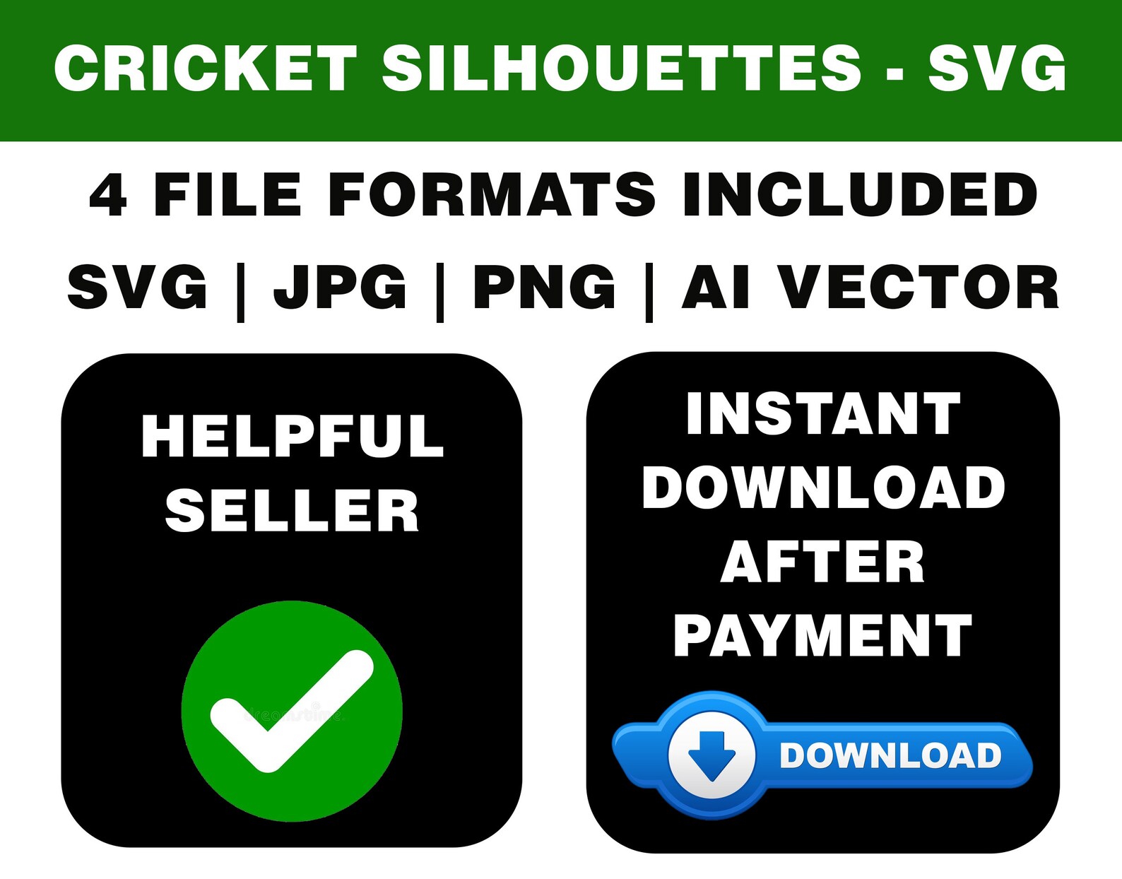 Cricket Silhouette Pack 14 Designs Digital Download - Etsy Australia