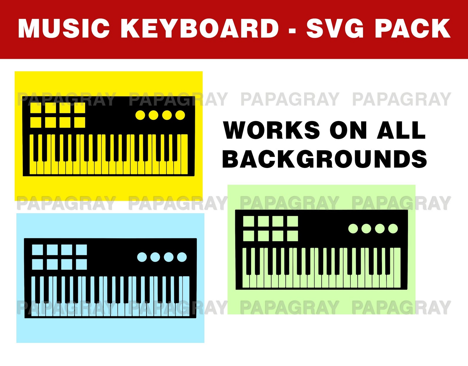 Music Keyboard Silhouette Pack - 9 Designs | Digital Download ...