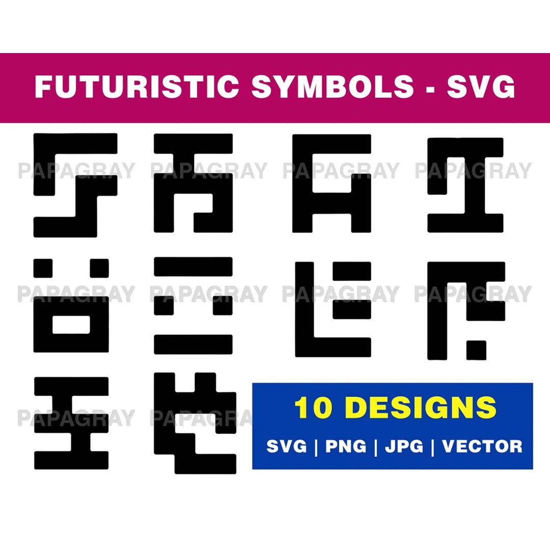Futuristic Symbols Silhouette SVG Pack 10 Designs Digital Download ...