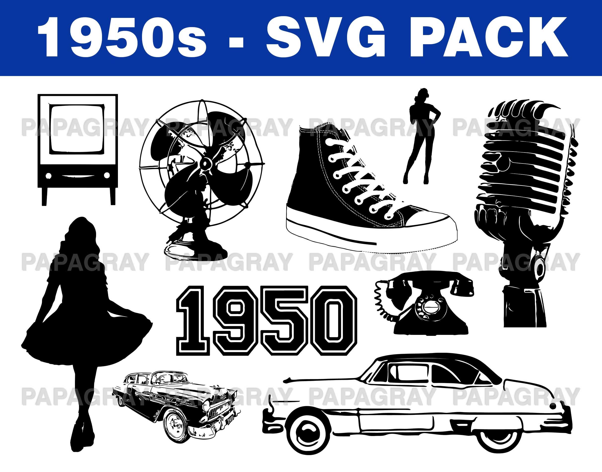 1950s Silhouette Pack 10 Designs Digital Download 1950 | Etsy