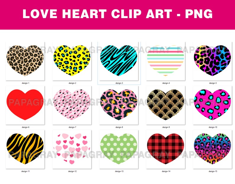 Love Heart Clipart 50 Designs Digital Download Love - Etsy