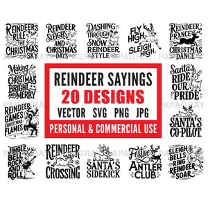 Reindeer Sayings SVG Vector Bundle - 20 Designs | Digital Download ...