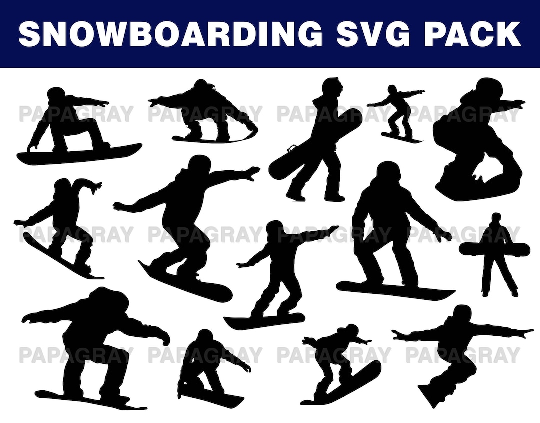 Snowboarding SVG Silhouette Pack Digital Download Snowboarding SVG ...