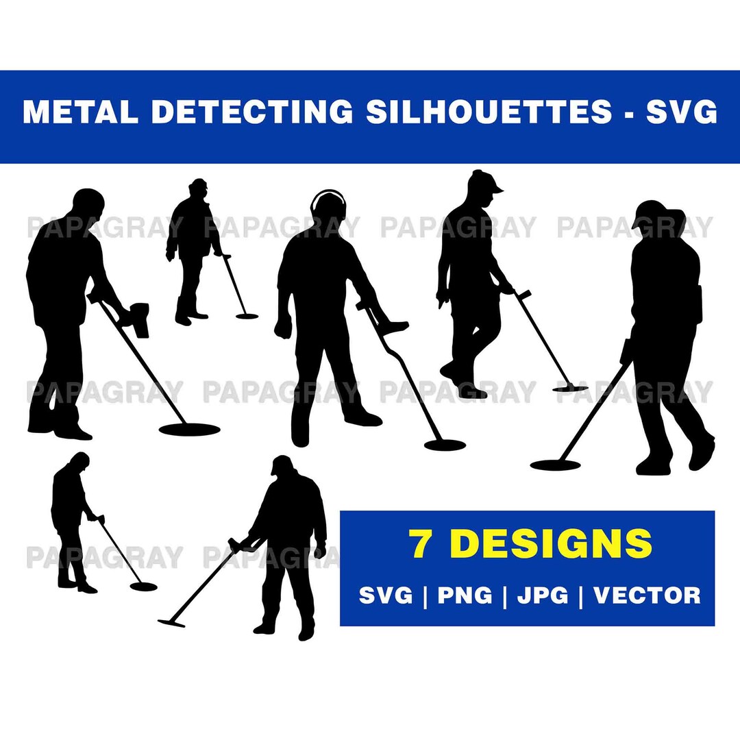 Metal Detecting Silhouette Pack - 7 Designs | Digital Download | Metal ...