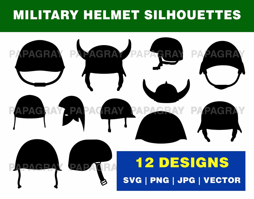 Military Helmets Silhouette SVG Pack 12 Designs Digital - Etsy
