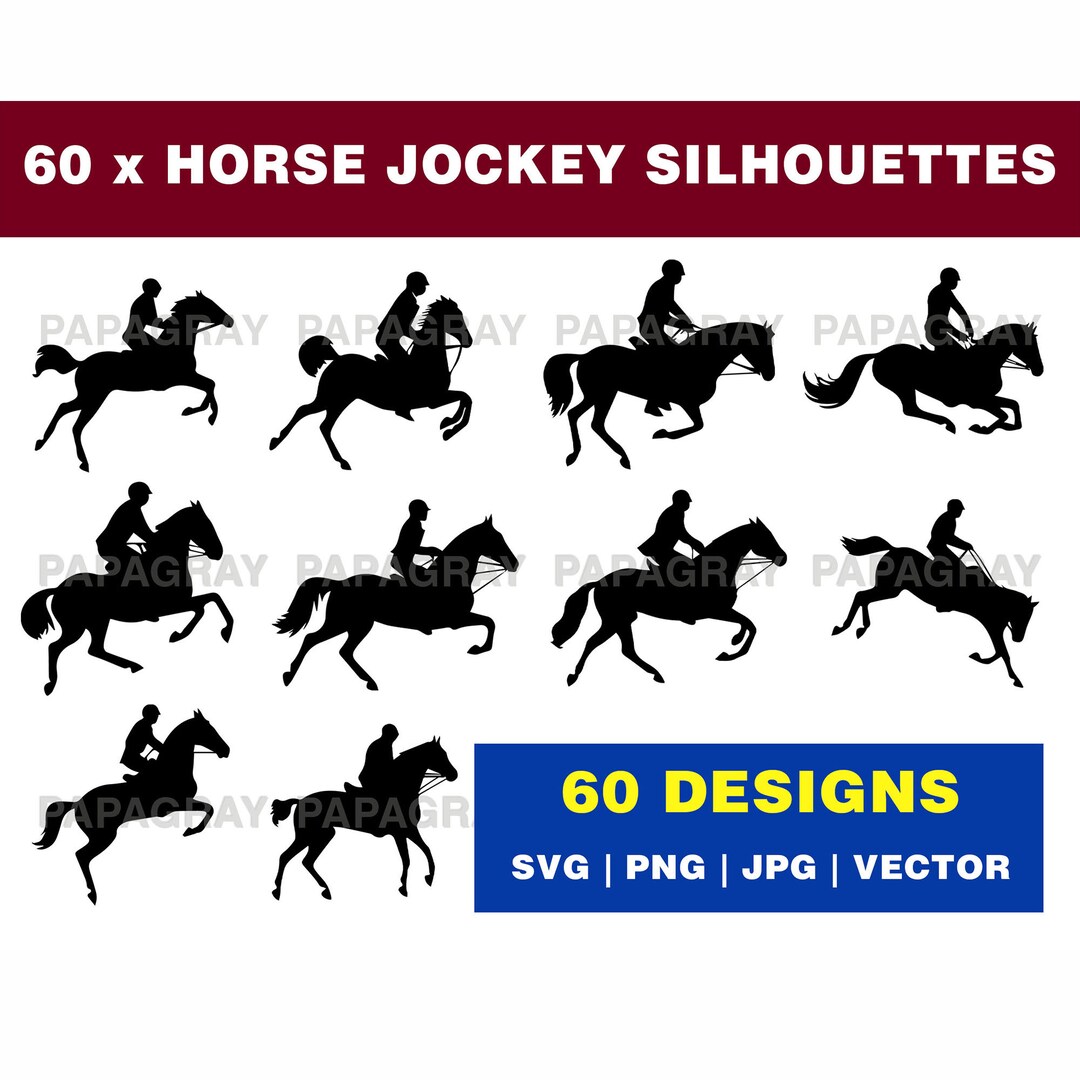 Horse Jockey SVG Graphic Pack - 60 Designs | Digital Download | Horse ...