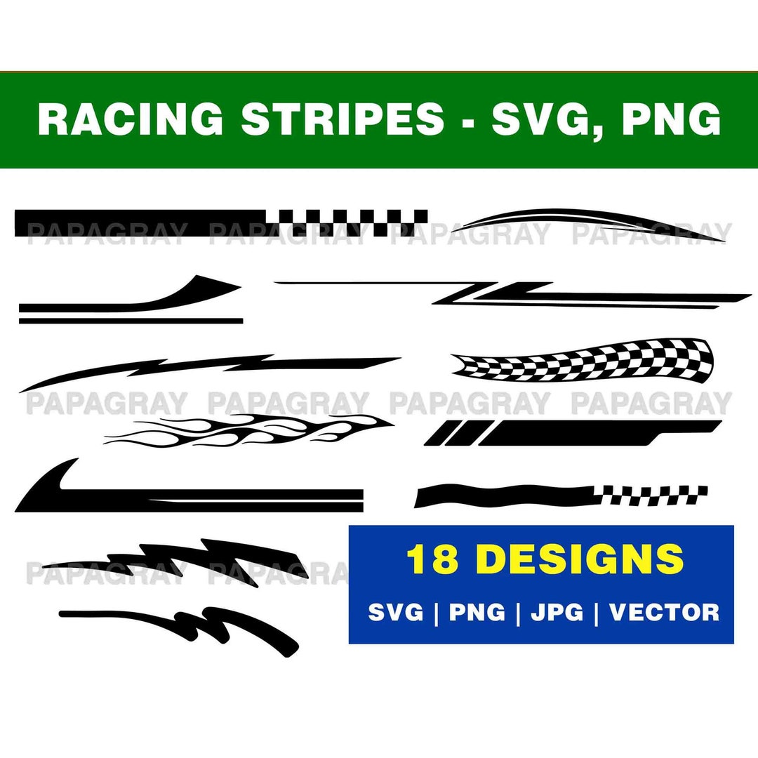 Car Racing Stripes Decal Pack - 18 Designs | Digital Download | Racing ...