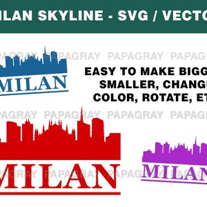 Milan Skyline SVG | Digital Download | Milan SVG, Milan Italy PNG ...