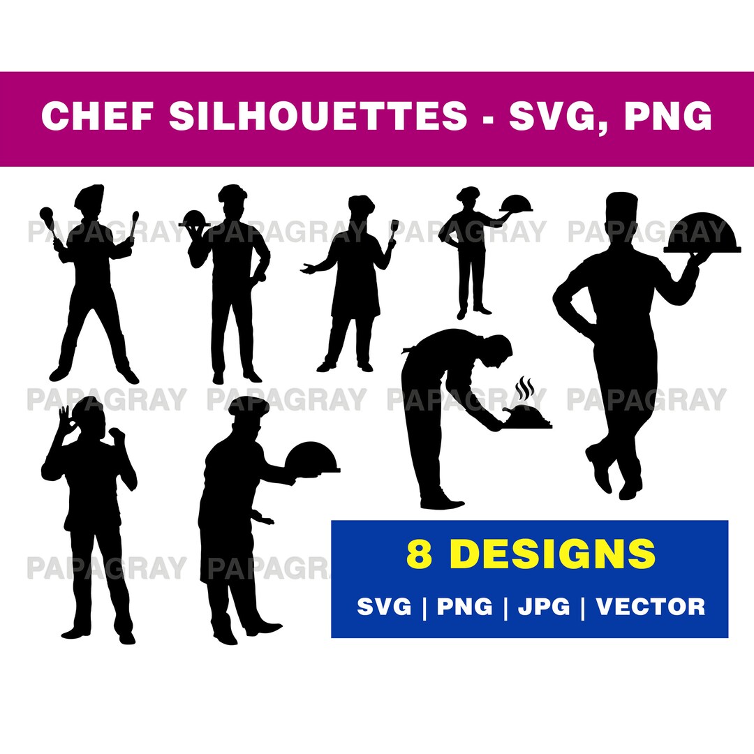 Chef SVG Graphic Pack 8 Designs Digital Download Kitchen Chef Vector ...