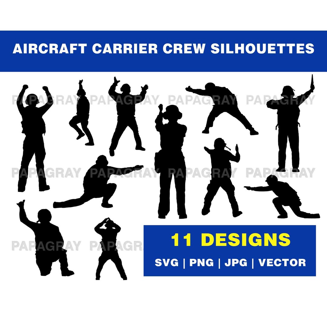 Aircraft Carrier Ground Crew Silhouette Pack - 11 Designs | Digital ...