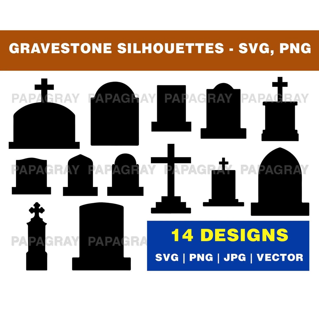 Gravestones SVG Pack - 14 Designs | Digital Download | Headstone Vector ...