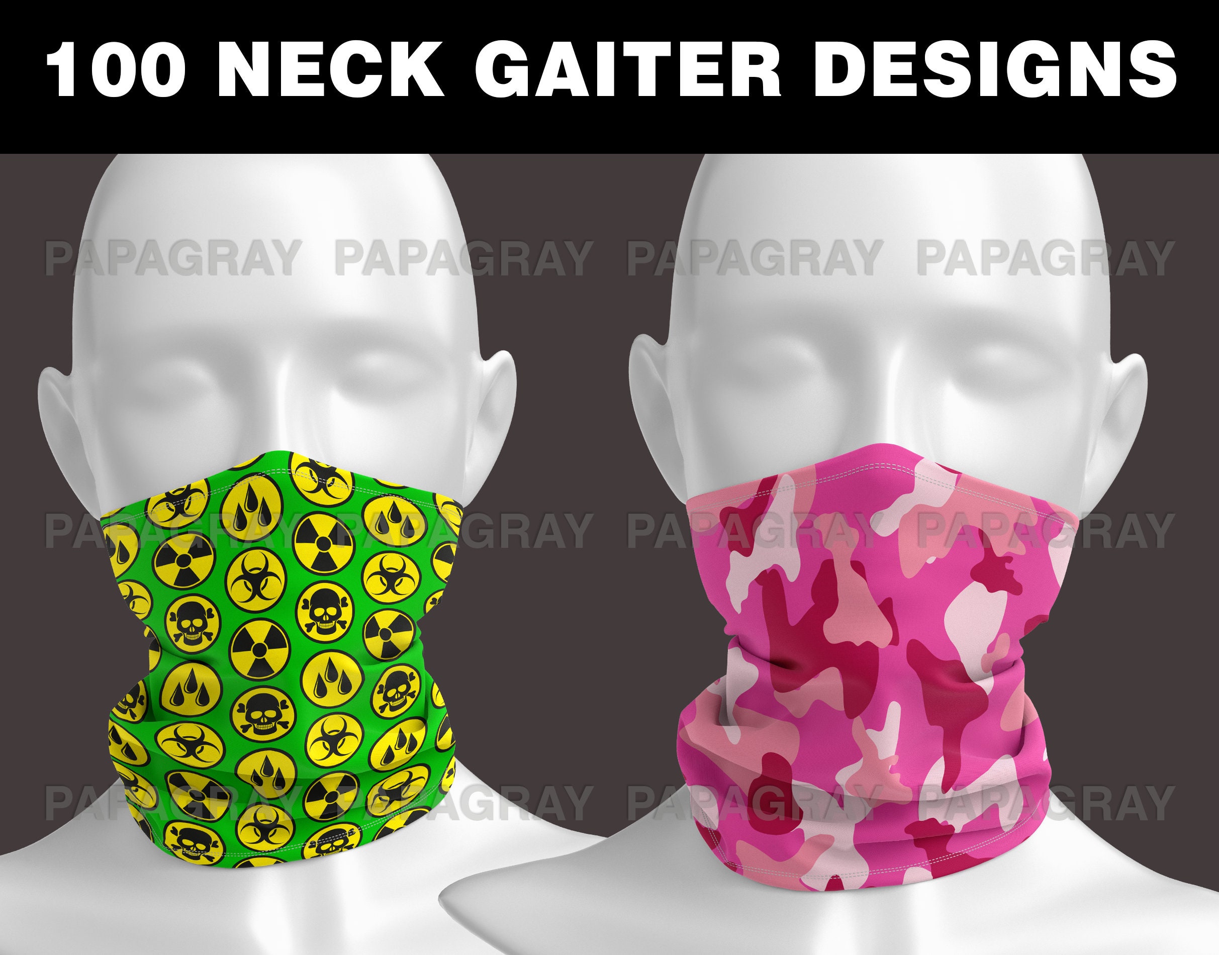 100 Neck Gaiter Sublimation Designs | Snood Mask PNG (digital Download ...