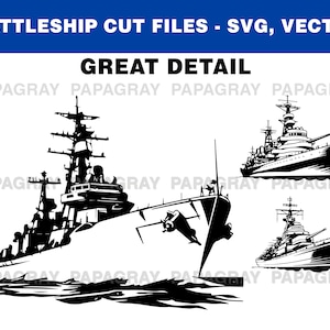 Navy Battleship SVG Cut Files: Warship Vector Designs (digital Download ...