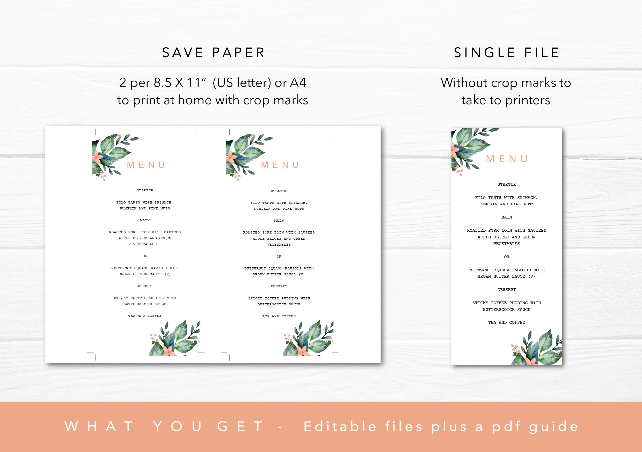 Wedding Menu Template. Instant Download. Editable Pdf. - Etsy