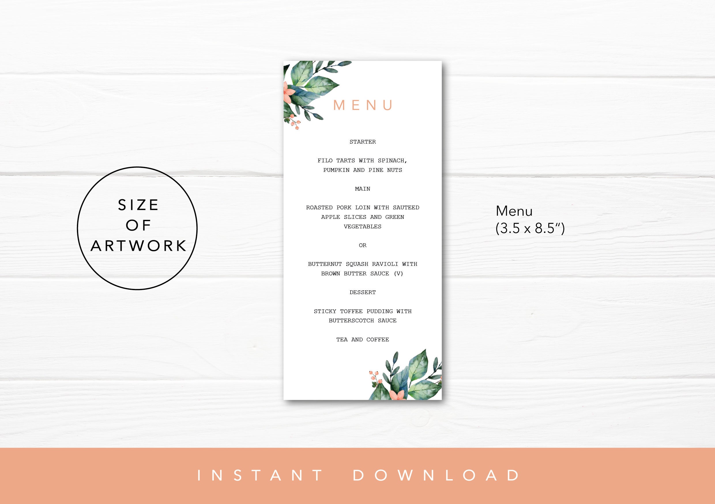 Wedding Menu Template. Instant Download. Editable Pdf. - Etsy