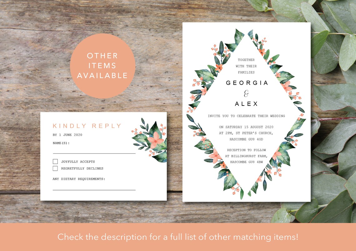 Wedding Invitation Details Card Template. Instant Download. Editable ...