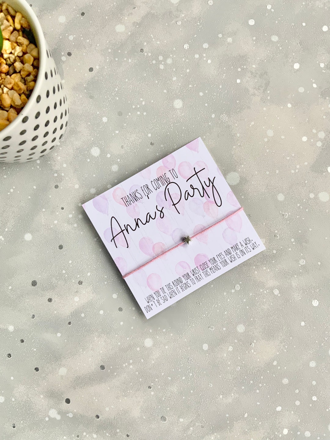 Personalised Pink Party Wish Bracelets, Girls Birthday Party Bag ...