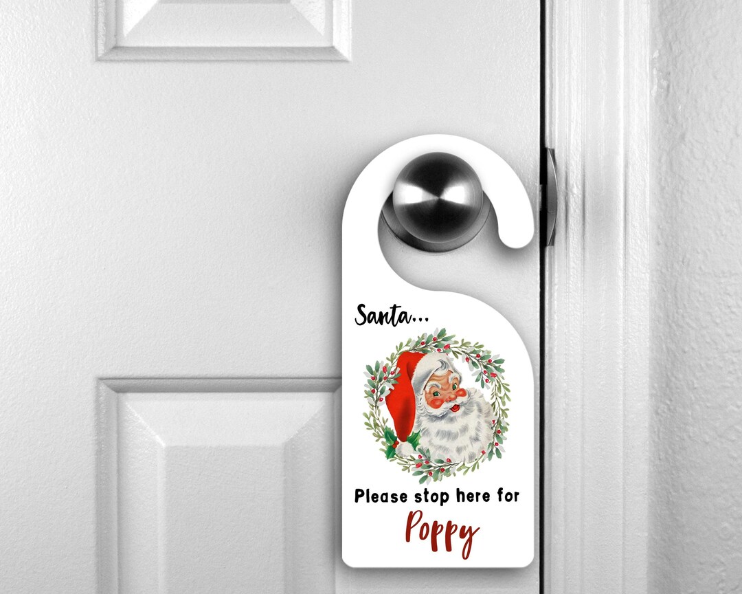 Personalised Santa Stop Here Door Hanger, Santa Stop Here Sign, Santa ...