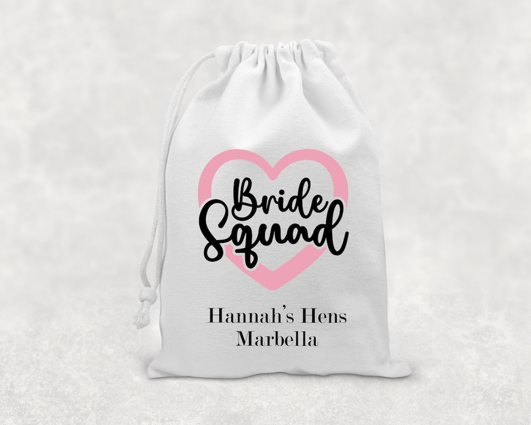 Personalised Bride Squad Drawstring Bag, Personalised Hen Do Bags, Hen ...