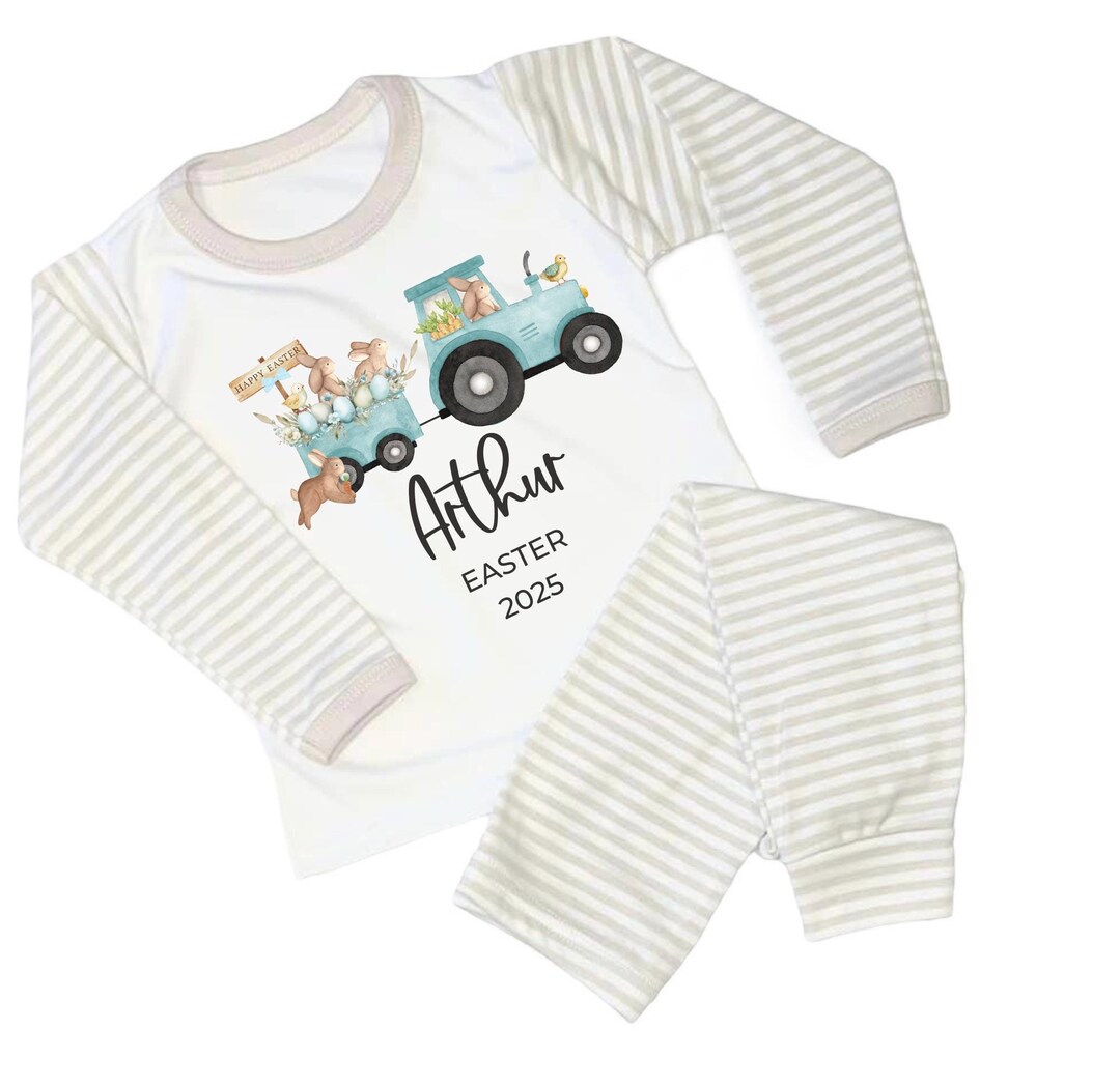 Personalised Boys Easter Pyjamas, Easter Pyjamas, Tractor Pyjamas ...