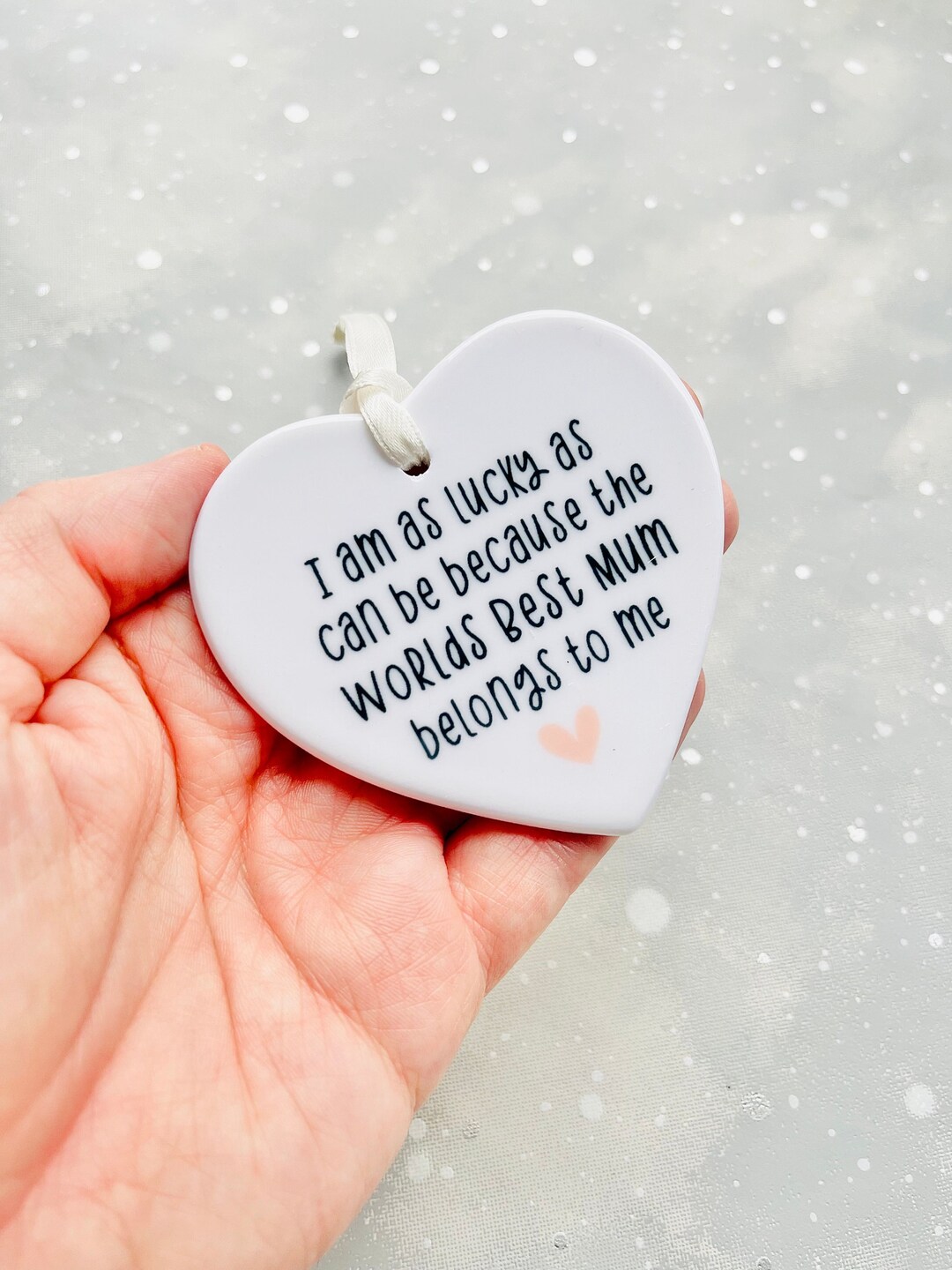 Worlds Best Mum Quote Heart Shape Ceramic Ornament, Best Mum Keepsake ...