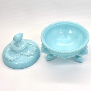 Antique Portieux Vallerysthal Blue Opaline Candy Dish Shells & Dragons ...