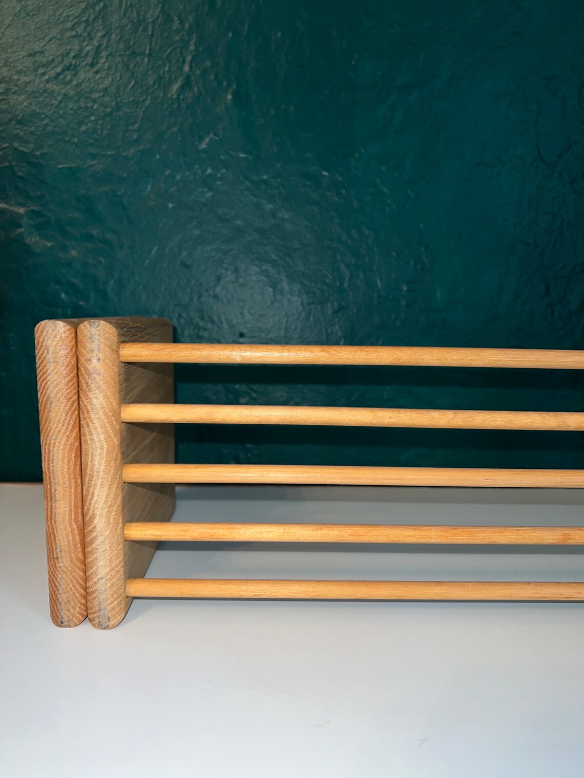 Vintage Desktop Bookshelf Adjustable Wood Tabletop Sliding Book Rack ...
