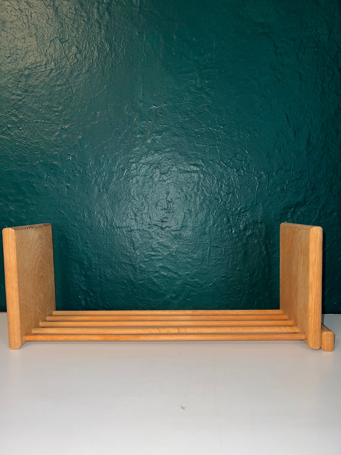Vintage Desktop Bookshelf Adjustable Wood Tabletop Sliding Book Rack ...