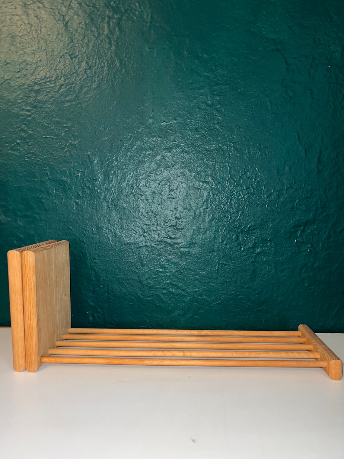 Vintage Desktop Bookshelf Adjustable Wood Tabletop Sliding Book Rack ...
