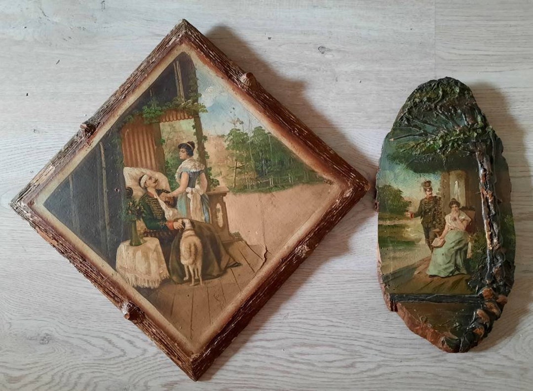 An Incredible Pair of Romantic Paintings Artworks Made on Tree - Etsy