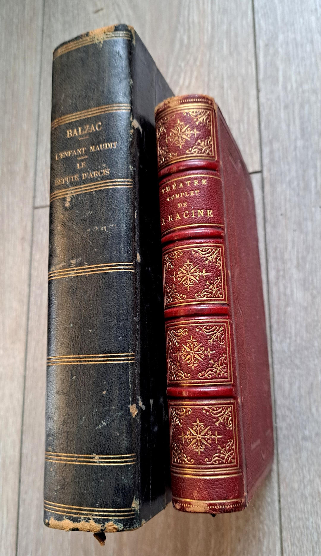 Year 1895 and 1877 Two Antique French Books Balzac and Racine ...