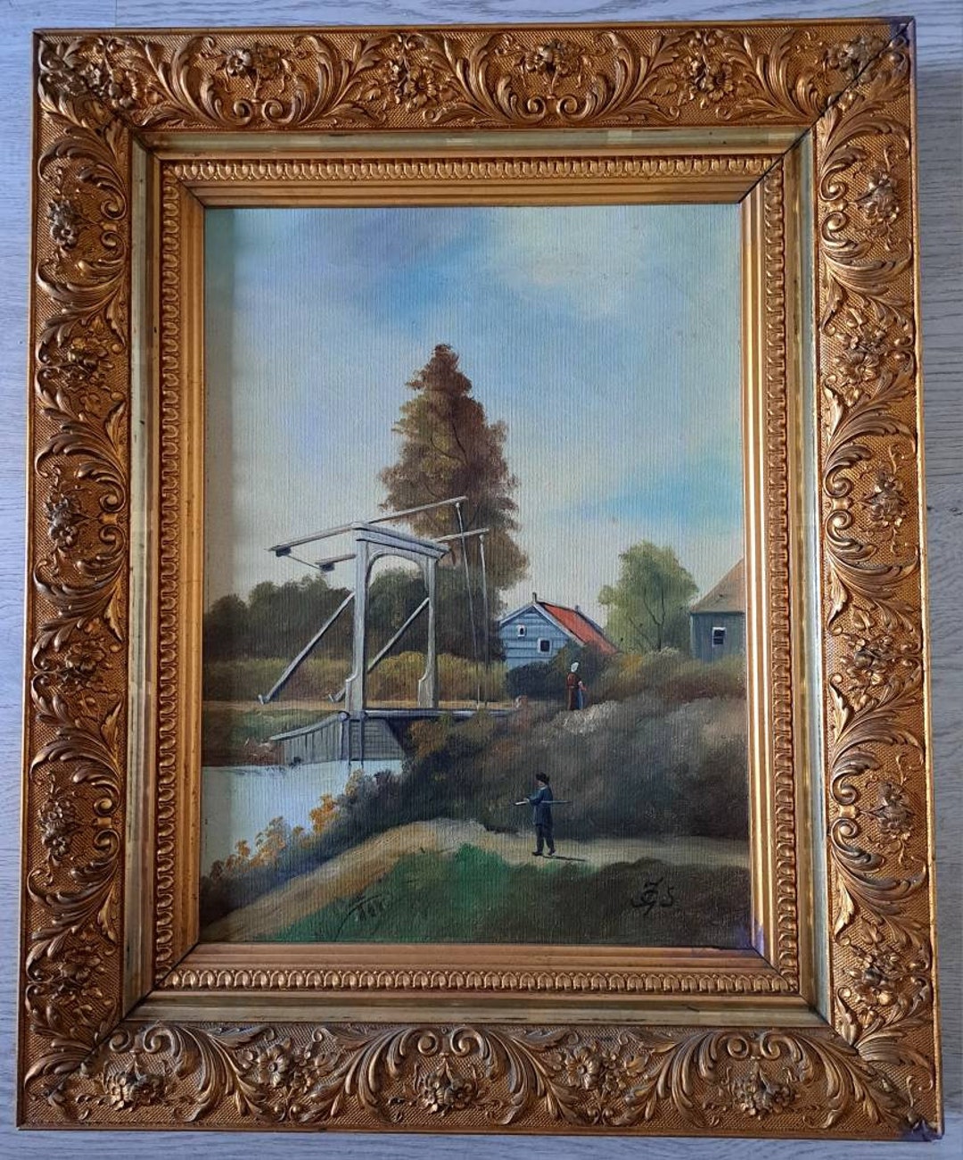 A Lovely Antique Dutch Landscape Oil Painting With a Typical Dutch ...