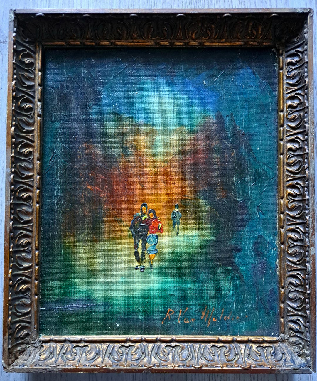 A Very Intriguing Old Mysterious Small Oil Painting on Canvas of a ...