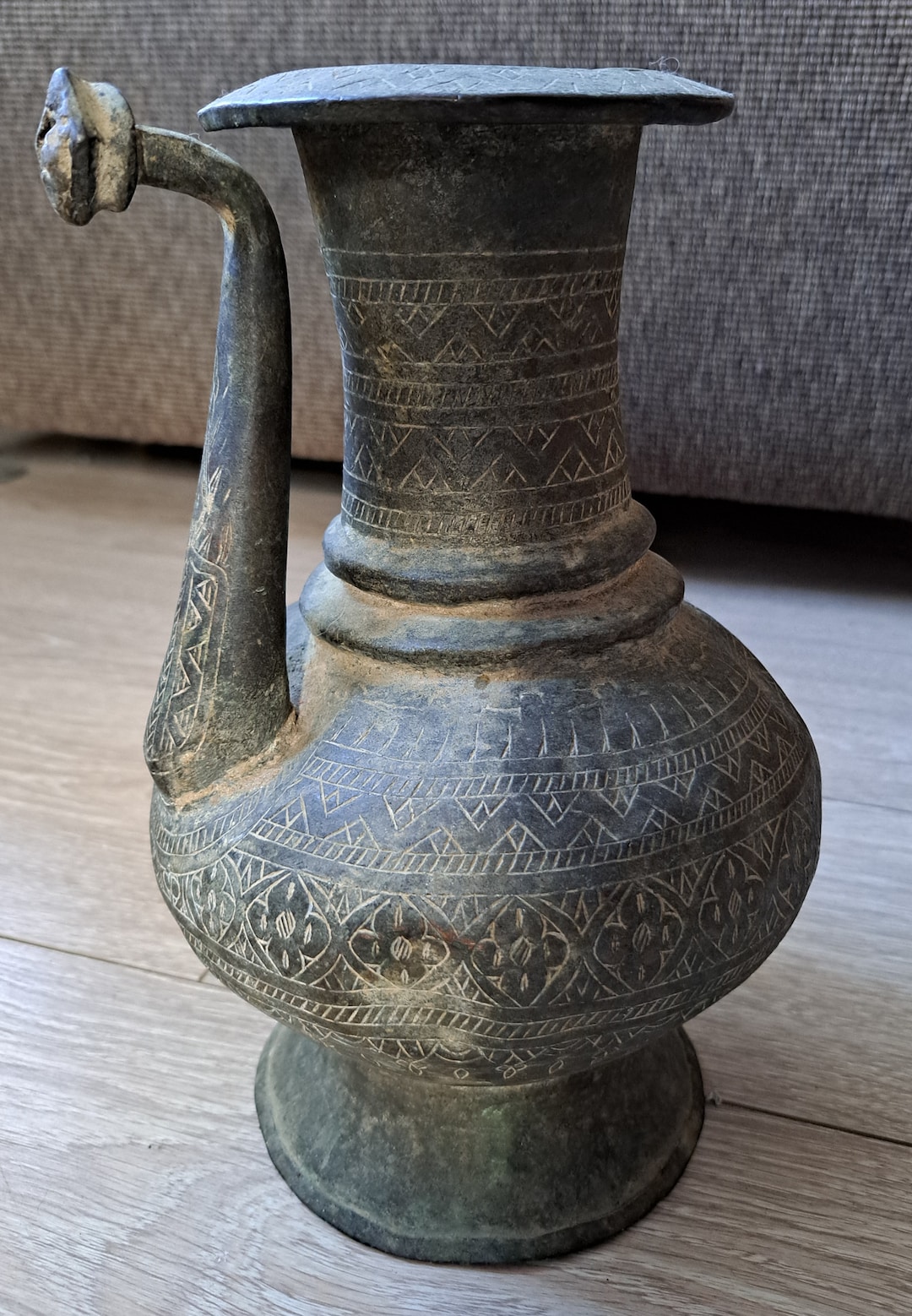1800s - a Very Intriguing Very Old Antique ( Arabic Islamic?) Metal Jug ...