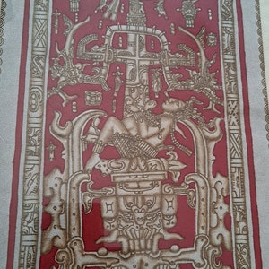 An Intriguing Old Aztec/ Mayan / Mexican Artwork Painted on Leather ...