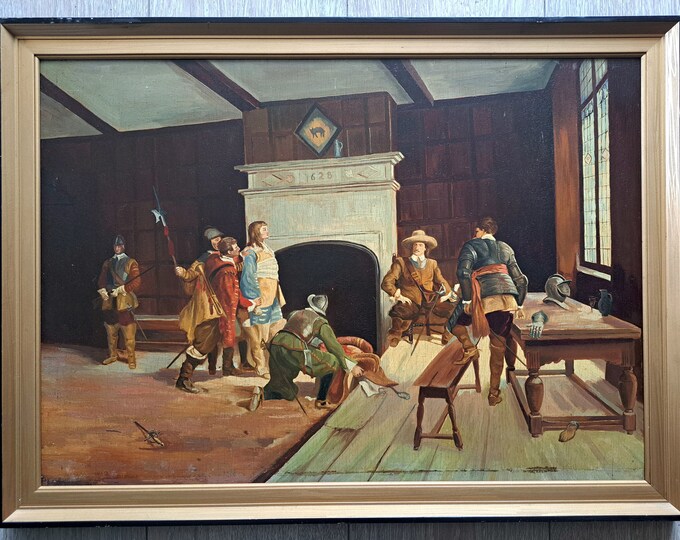 A Wonderful Large Antique Oil Painting Depicting the Year 1628 in the ...